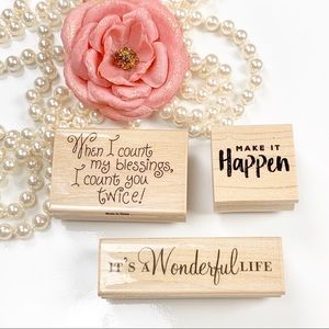 Office | 3pcs Inspiring Quote Wood Rubber Stamp | Poshmark